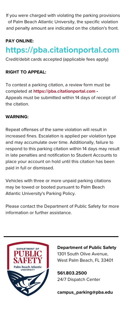 Citation Fee Schedule, Payment, and Appeals - Main View | PARKING AND ...
